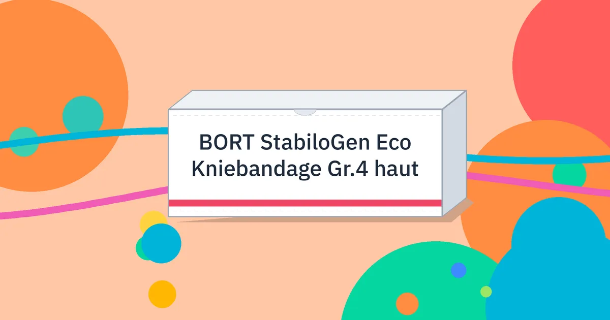 Symbolbild: Packung mit der Aufschrift BORT StabiloGen Eco Kniebandage Gr.4 haut (PZN 16845260) – Verfügbarkeit und Bezug in Apotheken in Frankfurt am Main