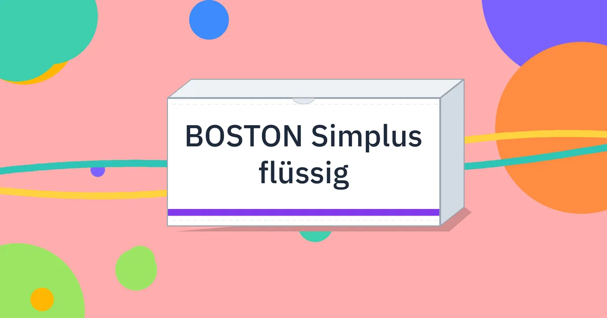 Symbolbild: Packung mit der Aufschrift BOSTON Simplus flüssig (PZN 03756193) – Verfügbarkeit und Bezug in Apotheken in Frankfurt am Main