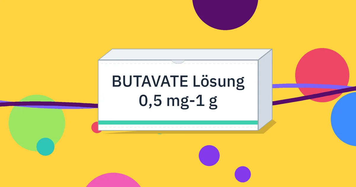 Symbolbild: Packung mit der Aufschrift BUTAVATE Lösung 0,5 mg-1 g (PZN 18226503) – Verfügbarkeit und Bezug in Apotheken in Frankfurt am Main