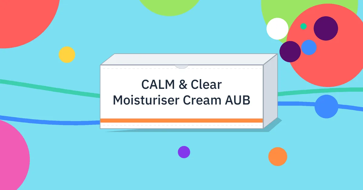 Symbolbild: Packung mit der Aufschrift CALM & Clear Moisturiser Cream AUB (PZN 18734582) – Verfügbarkeit und Bezug in Apotheken in Frankfurt am Main