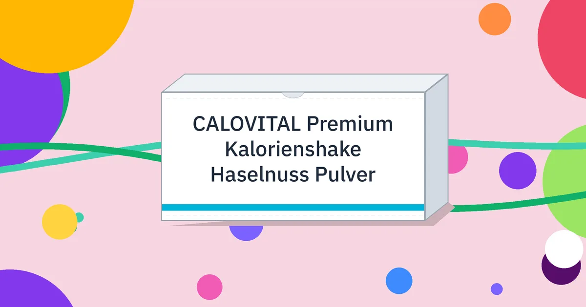 Symbolbild: Packung mit der Aufschrift CALOVITAL Premium Kalorienshake Haselnuss Pulver (PZN 18724891) – Verfügbarkeit und Bezug in Apotheken in Frankfurt am Main