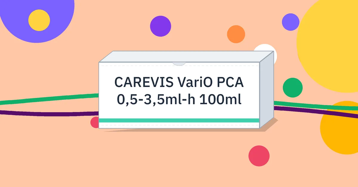 Symbolbild: Packung mit der Aufschrift CAREVIS VariO PCA 0,5-3,5ml-h 100ml (PZN 19505754) – Verfügbarkeit und Bezug in Apotheken in Frankfurt am Main
