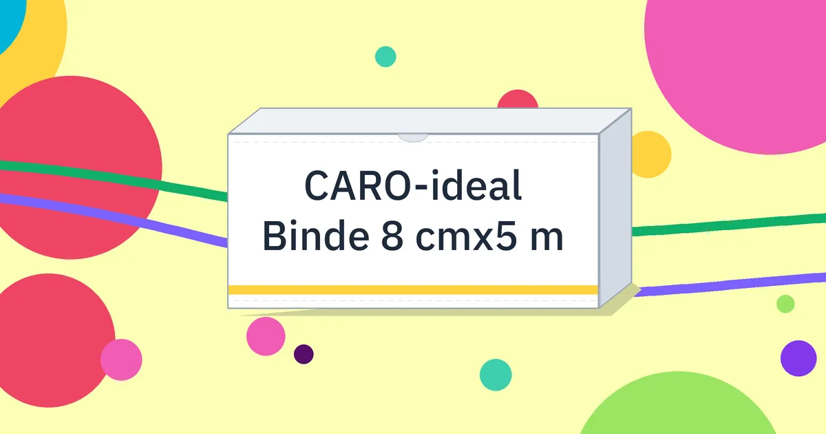 Symbolbild: Packung mit der Aufschrift CARO-ideal Binde 8 cmx5 m (PZN 11670465) – Verfügbarkeit und Bezug in Apotheken in Frankfurt am Main