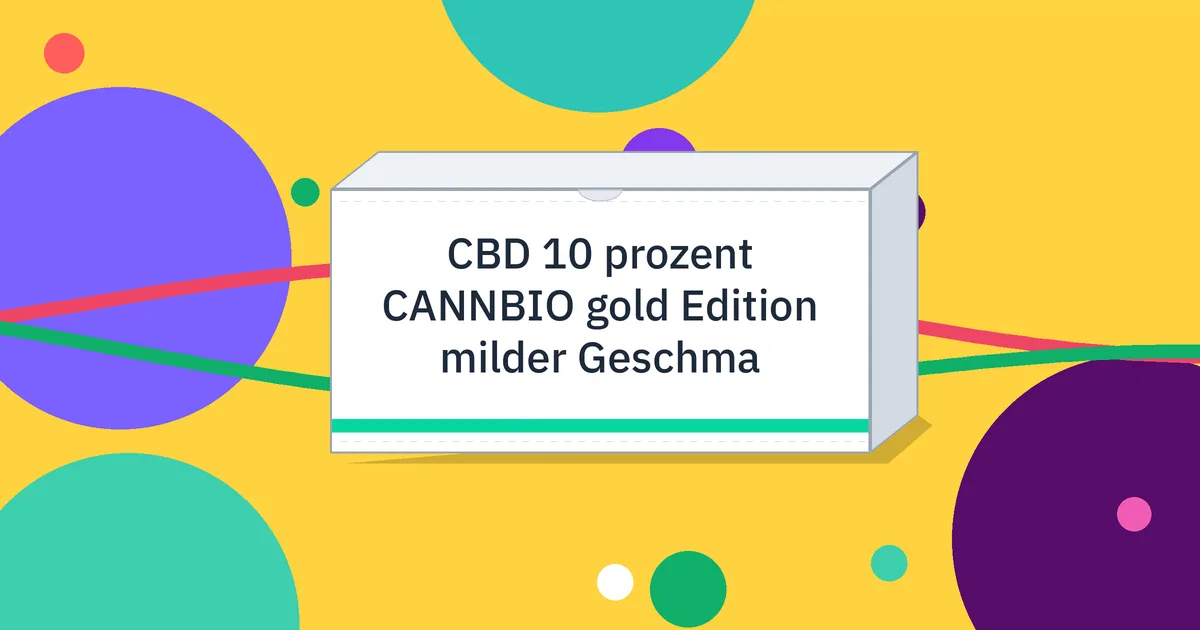 Symbolbild: Packung mit der Aufschrift CBD 10 prozent CANNBIO gold Edition milder Geschma (PZN 17975846) – Verfügbarkeit und Bezug in Apotheken in Frankfurt am Main