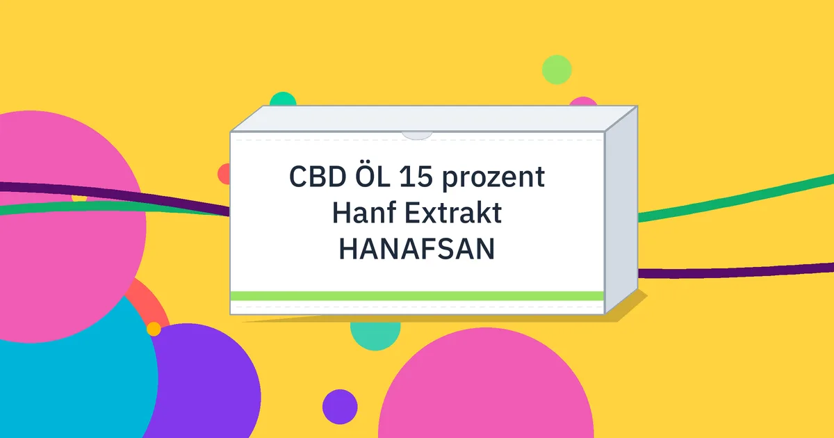 Symbolbild: Packung mit der Aufschrift CBD ÖL 15 prozent Hanf Extrakt HANAFSAN (PZN 16957869) – Verfügbarkeit und Bezug in Apotheken in Frankfurt am Main