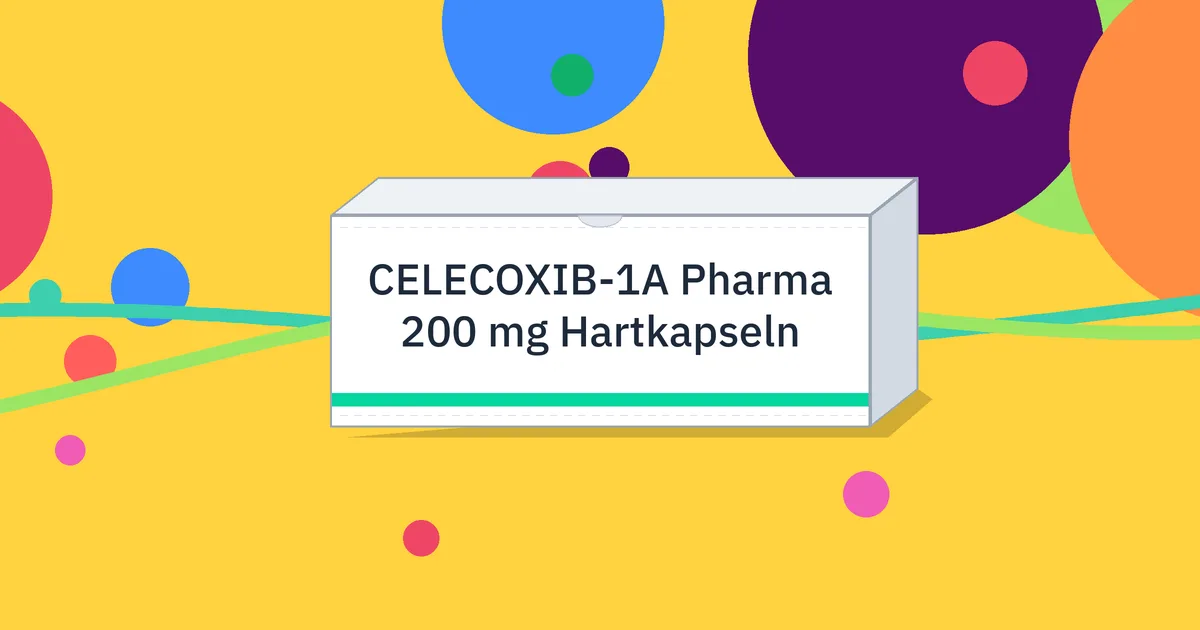Symbolbild: Packung mit der Aufschrift CELECOXIB-1A Pharma 200 mg Hartkapseln (PZN 10526677) – Verfügbarkeit und Bezug in Apotheken in Frankfurt am Main
