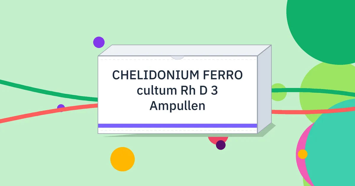 Symbolbild: Packung mit der Aufschrift CHELIDONIUM FERRO cultum Rh D 3 Ampullen (PZN 01622100) – Verfügbarkeit und Bezug in Apotheken in Frankfurt am Main