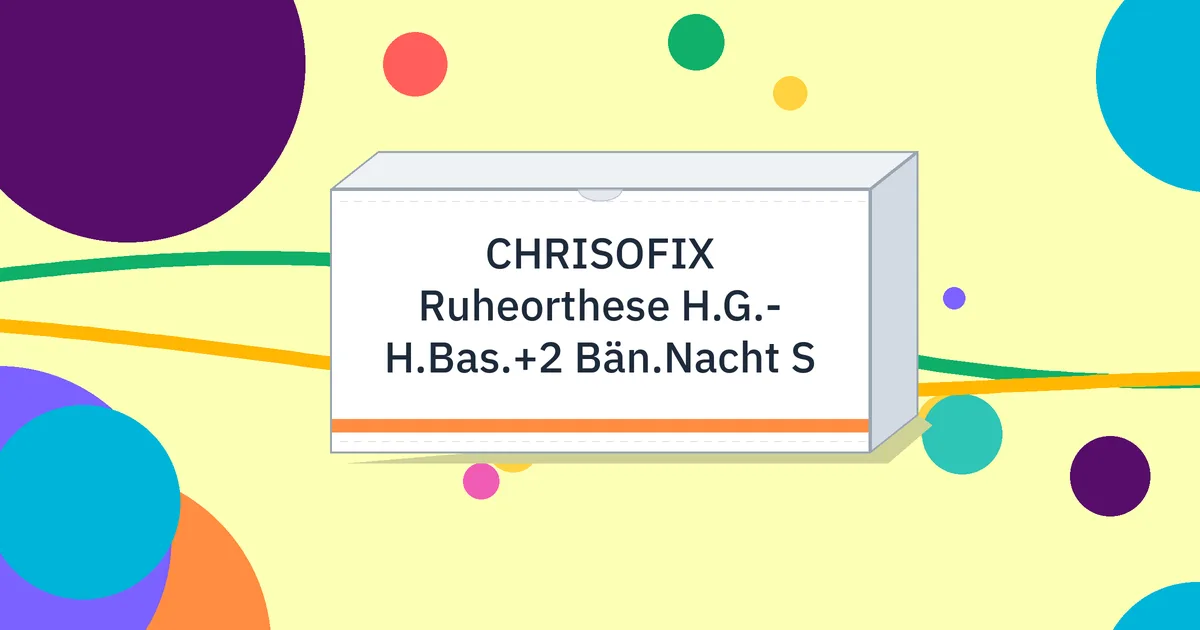 Symbolbild: Packung mit der Aufschrift CHRISOFIX Ruheorthese H.G.-H.Bas.+2 Bän.Nacht S (PZN 17586659) – Verfügbarkeit und Bezug in Apotheken in Frankfurt am Main