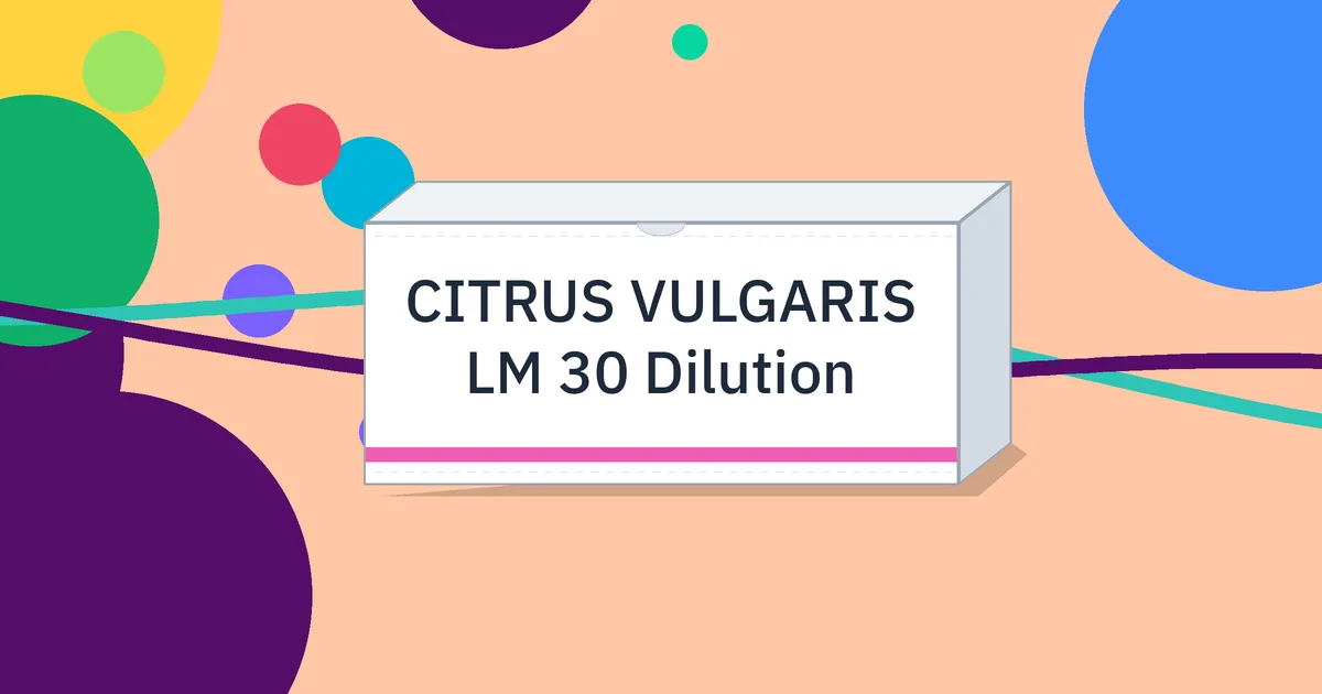 Symbolbild: Packung mit der Aufschrift CITRUS VULGARIS LM 30 Dilution (PZN 12821995) – Verfügbarkeit und Bezug in Apotheken in Frankfurt am Main