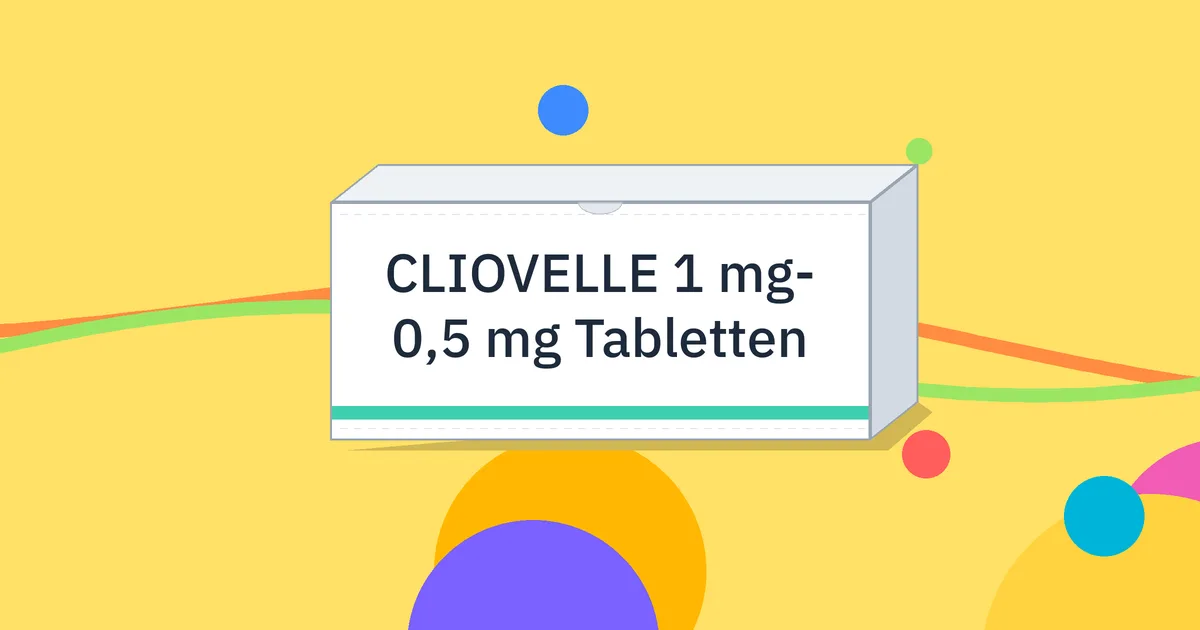 Symbolbild: Packung mit der Aufschrift CLIOVELLE 1 mg-0,5 mg Tabletten (PZN 19984938) – Verfügbarkeit und Bezug in Apotheken in Frankfurt am Main