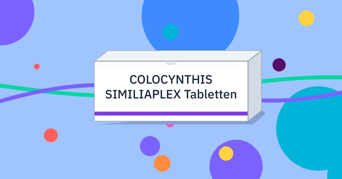 Symbolbild: Packung mit der Aufschrift COLOCYNTHIS SIMILIAPLEX Tabletten (PZN 07568471) – Verfügbarkeit und Bezug in Apotheken in Frankfurt am Main