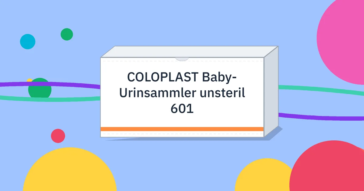Symbolbild: Packung mit der Aufschrift COLOPLAST Baby-Urinsammler unsteril 601 (PZN 02581194) – Verfügbarkeit und Bezug in Apotheken in Frankfurt am Main