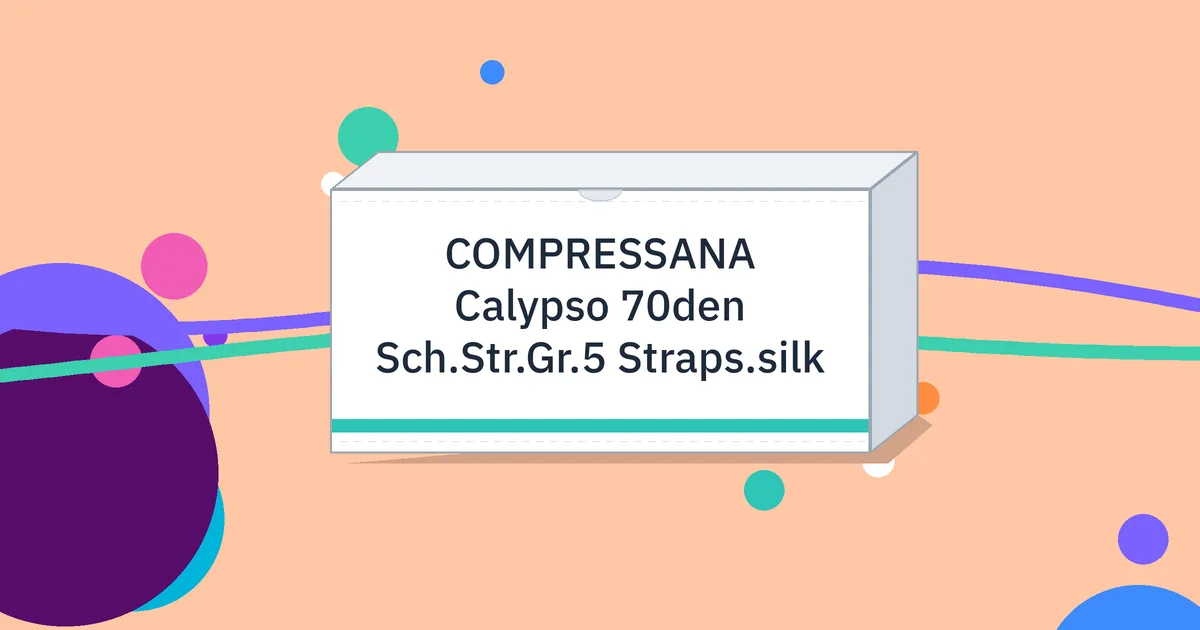 Symbolbild: Packung mit der Aufschrift COMPRESSANA Calypso 70den Sch.Str.Gr.5 Straps.silk (PZN 08911534) – Verfügbarkeit und Bezug in Apotheken in Frankfurt am Main