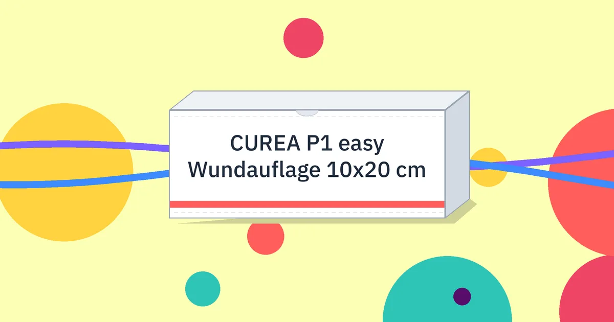 Symbolbild: Packung mit der Aufschrift CUREA P1 easy Wundauflage 10x20 cm (PZN 16005353) – Verfügbarkeit und Bezug in Apotheken in Frankfurt am Main