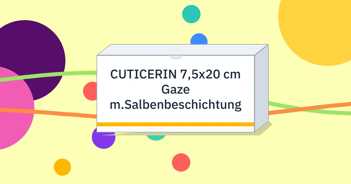 Symbolbild: Packung mit der Aufschrift CUTICERIN 7,5x20 cm Gaze m.Salbenbeschichtung (PZN 20206258) – Verfügbarkeit und Bezug in Apotheken in Frankfurt am Main