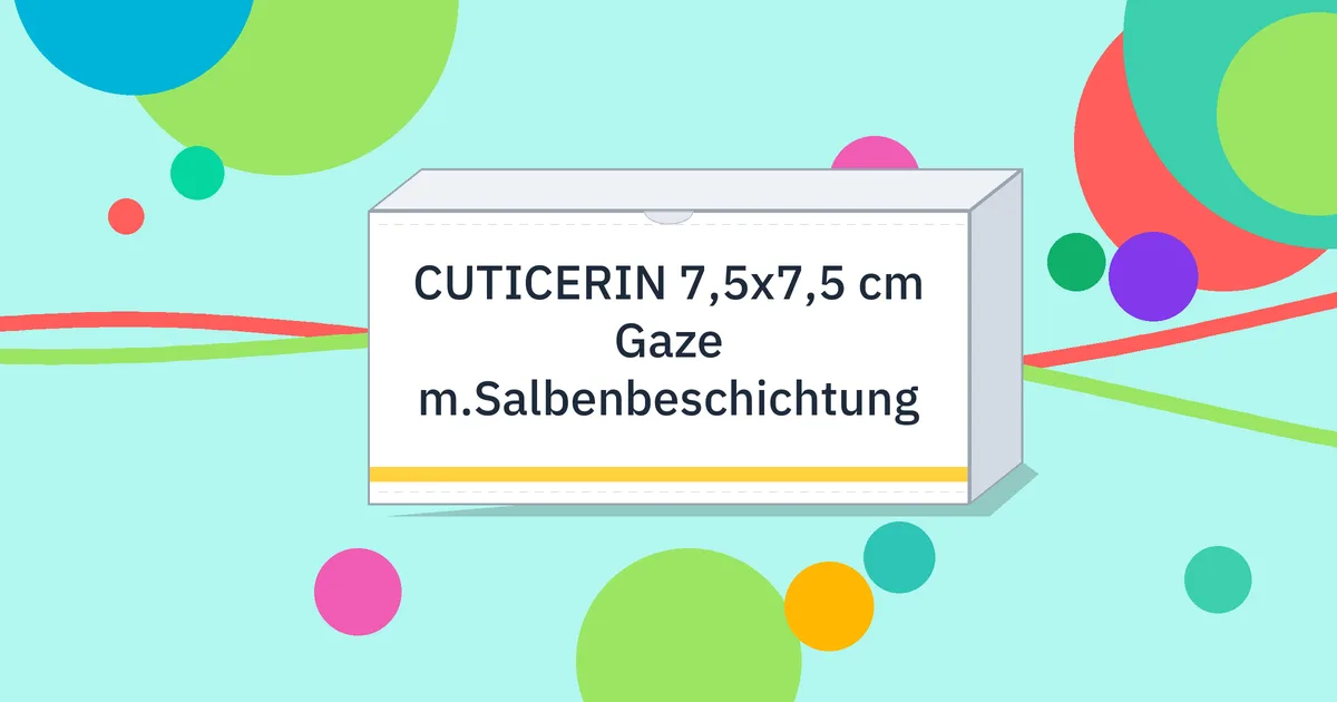 Symbolbild: Packung mit der Aufschrift CUTICERIN 7,5x7,5 cm Gaze m.Salbenbeschichtung (PZN 18676465) – Verfügbarkeit und Bezug in Apotheken in Frankfurt am Main