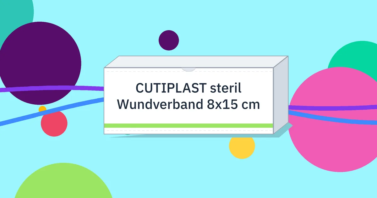 Symbolbild: Packung mit der Aufschrift CUTIPLAST steril Wundverband 8x15 cm (PZN 20139183) – Verfügbarkeit und Bezug in Apotheken in Frankfurt am Main