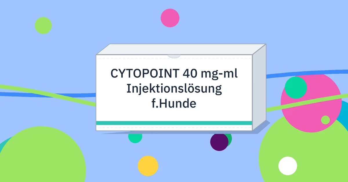 Symbolbild: Packung mit der Aufschrift CYTOPOINT 40 mg-ml Injektionslösung f.Hunde (PZN 16352770) – Verfügbarkeit und Bezug in Apotheken in Frankfurt am Main