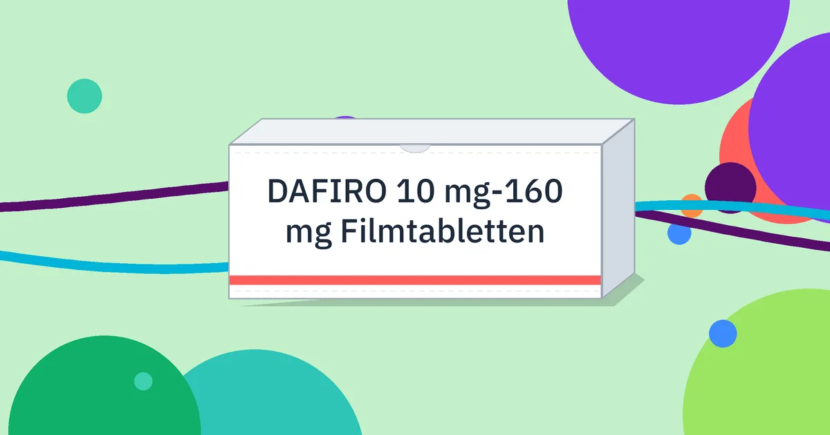 Symbolbild: Packung mit der Aufschrift DAFIRO 10 mg-160 mg Filmtabletten (PZN 11662448) – Verfügbarkeit und Bezug in Apotheken in Frankfurt am Main