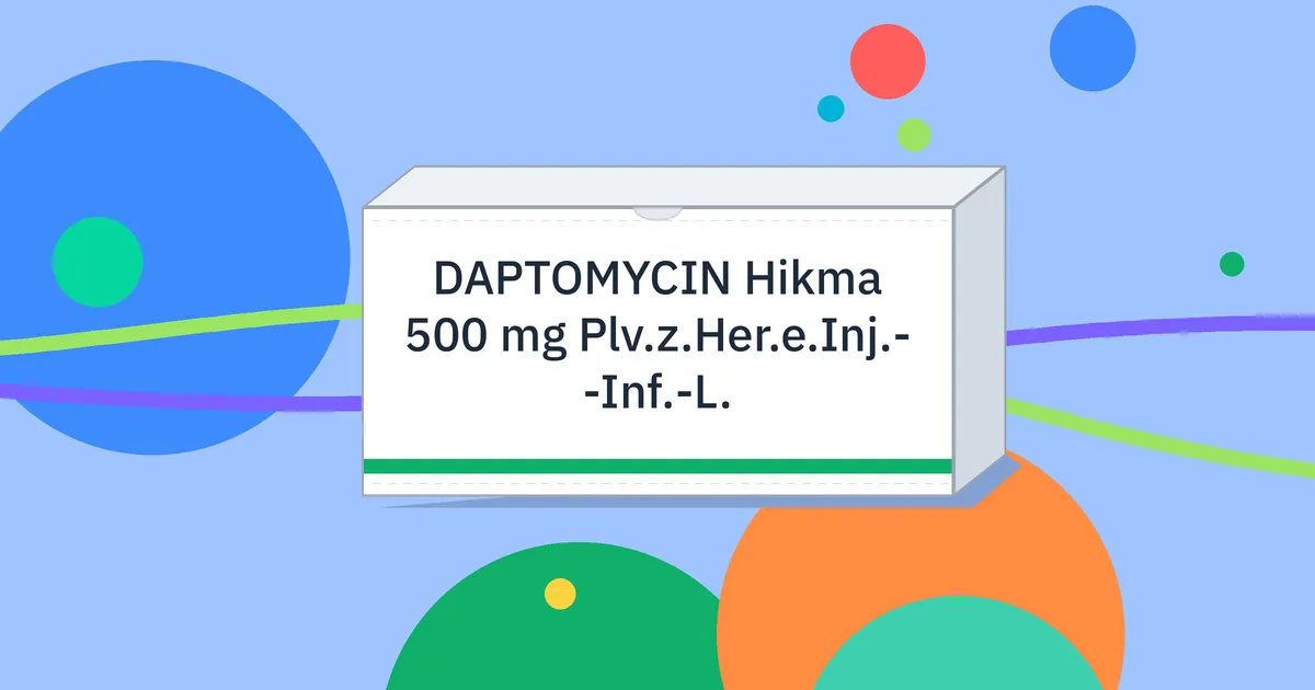 Symbolbild: Packung mit der Aufschrift DAPTOMYCIN Hikma 500 mg Plv.z.Her.e.Inj.--Inf.-L. (PZN 16770131) – Verfügbarkeit und Bezug in Apotheken in Frankfurt am Main