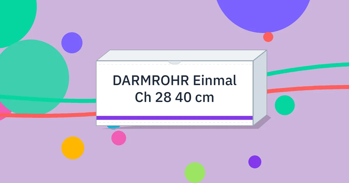 Symbolbild: Packung mit der Aufschrift DARMROHR Einmal Ch 28 40 cm (PZN 10082967) – Verfügbarkeit und Bezug in Apotheken in Frankfurt am Main