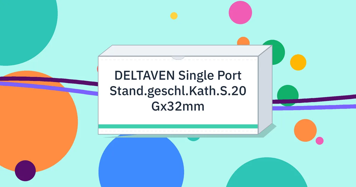 Symbolbild: Packung mit der Aufschrift DELTAVEN Single Port Stand.geschl.Kath.S.20 Gx32mm (PZN 18873390) – Verfügbarkeit und Bezug in Apotheken in Frankfurt am Main