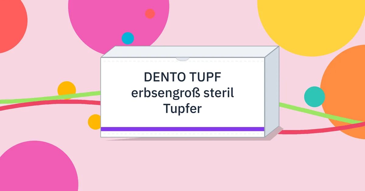 Symbolbild: Packung mit der Aufschrift DENTO TUPF erbsengroß steril Tupfer (PZN 01723172) – Verfügbarkeit und Bezug in Apotheken in Frankfurt am Main