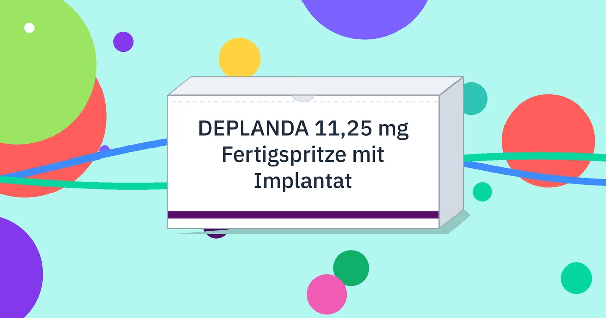 Symbolbild: Packung mit der Aufschrift DEPLANDA 11,25 mg Fertigspritze mit Implantat (PZN 19436645) – Verfügbarkeit und Bezug in Apotheken in Frankfurt am Main