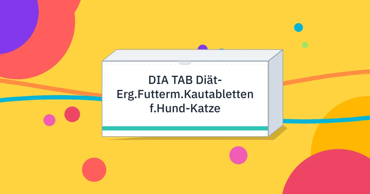 Symbolbild: Packung mit der Aufschrift DIA TAB Diät-Erg.Futterm.Kautabletten f.Hund-Katze (PZN 20084074) – Verfügbarkeit und Bezug in Apotheken in Frankfurt am Main