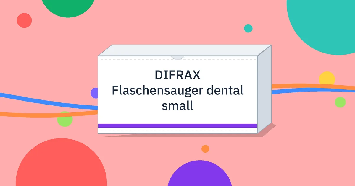Symbolbild: Packung mit der Aufschrift DIFRAX Flaschensauger dental small (PZN 12518334) – Verfügbarkeit und Bezug in Apotheken in Frankfurt am Main