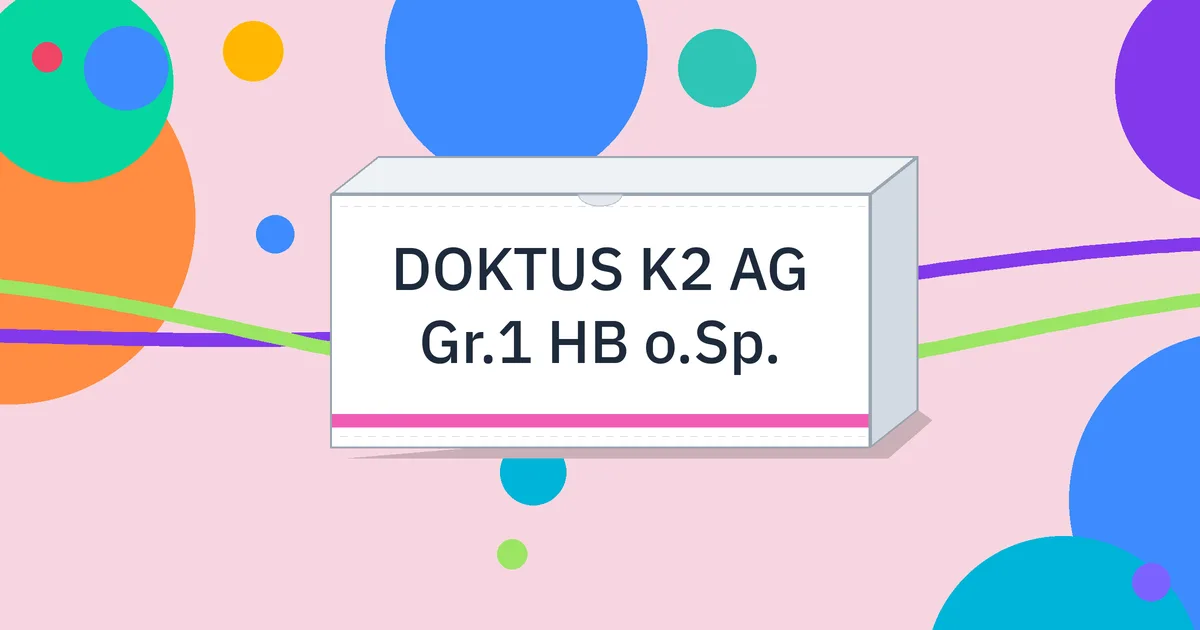 Symbolbild: Packung mit der Aufschrift DOKTUS K2 AG Gr.1 HB o.Sp. (PZN 03309620) – Verfügbarkeit und Bezug in Apotheken in Frankfurt am Main