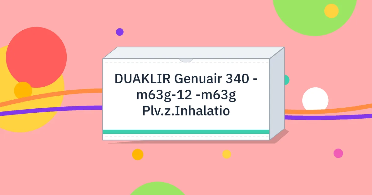 Symbolbild: Packung mit der Aufschrift DUAKLIR Genuair 340 -m63g-12 -m63g Plv.z.Inhalatio (PZN 12554399) – Verfügbarkeit und Bezug in Apotheken in Frankfurt am Main