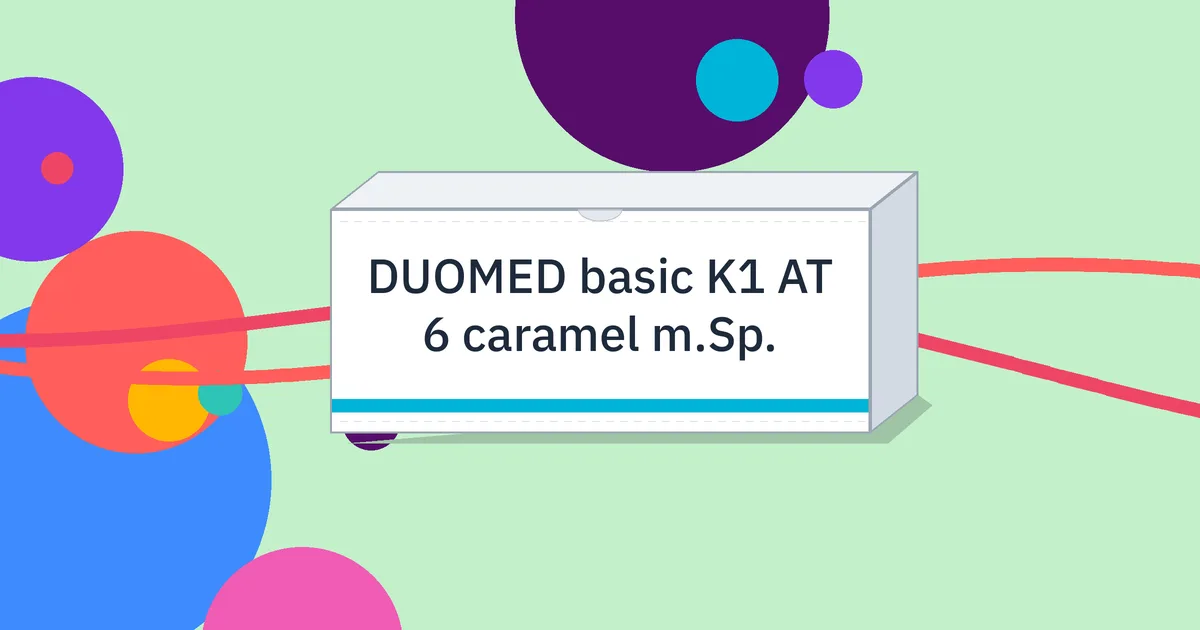 Symbolbild: Packung mit der Aufschrift DUOMED basic K1 AT 6 caramel m.Sp. (PZN 20902615) – Verfügbarkeit und Bezug in Apotheken in Frankfurt am Main