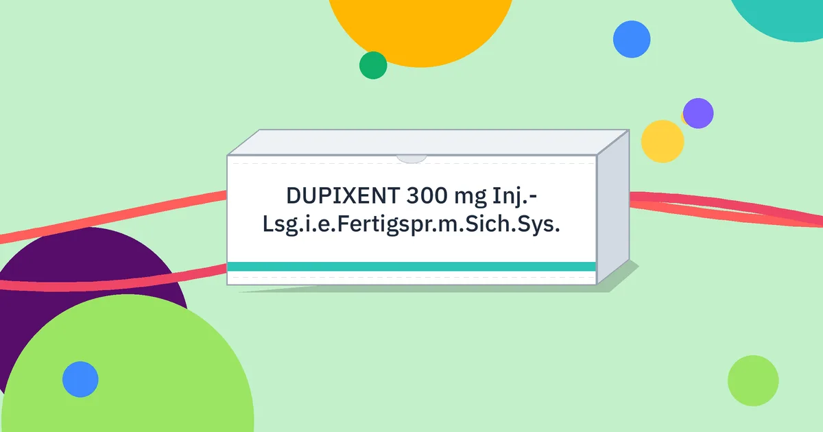 Symbolbild: Packung mit der Aufschrift DUPIXENT 300 mg Inj.-Lsg.i.e.Fertigspr.m.Sich.Sys. (PZN 19281898) – Verfügbarkeit und Bezug in Apotheken in Frankfurt am Main