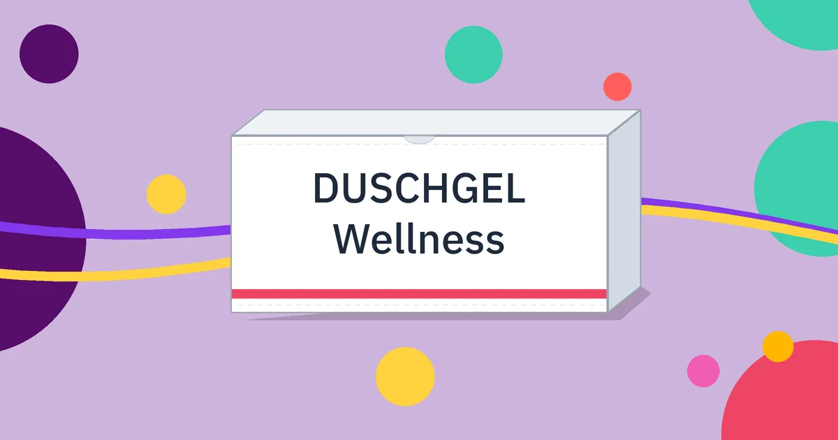 Symbolbild: Packung mit der Aufschrift DUSCHGEL Wellness (PZN 17428222) – Verfügbarkeit und Bezug in Apotheken in Frankfurt am Main