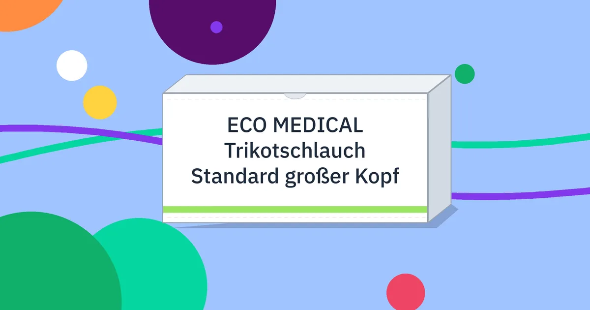 Symbolbild: Packung mit der Aufschrift ECO MEDICAL Trikotschlauch Standard großer Kopf (PZN 00732341) – Verfügbarkeit und Bezug in Apotheken in Frankfurt am Main