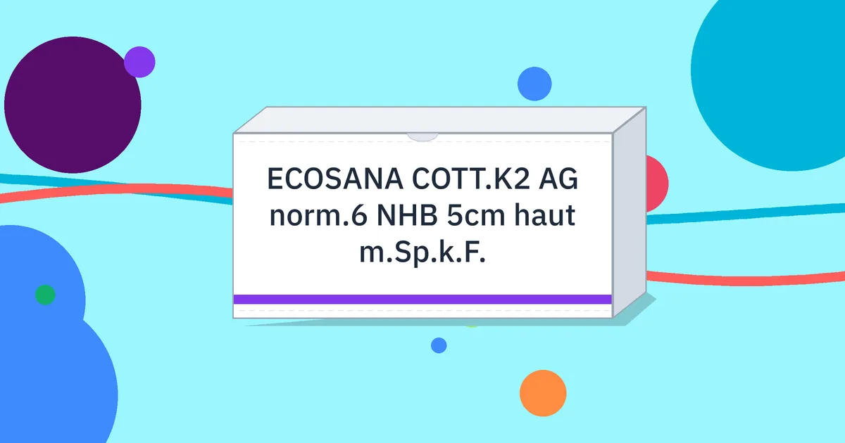 Symbolbild: Packung mit der Aufschrift ECOSANA COTT.K2 AG norm.6 NHB 5cm haut m.Sp.k.F. (PZN 16950896) – Verfügbarkeit und Bezug in Apotheken in Frankfurt am Main