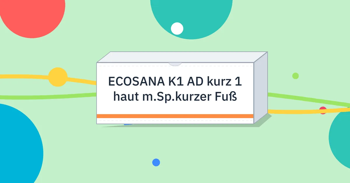 Symbolbild: Packung mit der Aufschrift ECOSANA K1 AD kurz 1 haut m.Sp.kurzer Fuß (PZN 04724350) – Verfügbarkeit und Bezug in Apotheken in Frankfurt am Main
