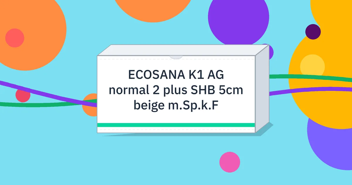 Symbolbild: Packung mit der Aufschrift ECOSANA K1 AG normal 2 plus SHB 5cm beige m.Sp.k.F (PZN 04726797) – Verfügbarkeit und Bezug in Apotheken in Frankfurt am Main