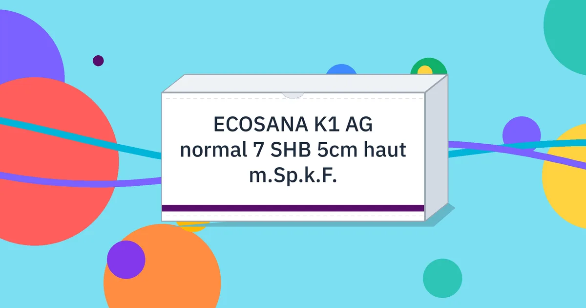 Symbolbild: Packung mit der Aufschrift ECOSANA K1 AG normal 7 SHB 5cm haut m.Sp.k.F. (PZN 04730882) – Verfügbarkeit und Bezug in Apotheken in Frankfurt am Main