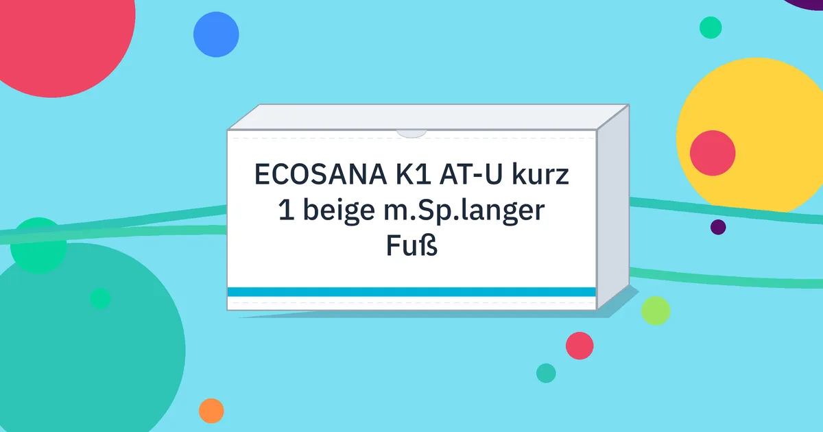 Symbolbild: Packung mit der Aufschrift ECOSANA K1 AT-U kurz 1 beige m.Sp.langer Fuß (PZN 04732668) – Verfügbarkeit und Bezug in Apotheken in Frankfurt am Main