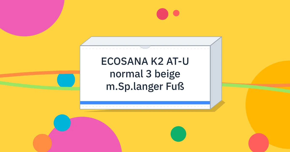 Symbolbild: Packung mit der Aufschrift ECOSANA K2 AT-U normal 3 beige m.Sp.langer Fuß (PZN 10956455) – Verfügbarkeit und Bezug in Apotheken in Frankfurt am Main