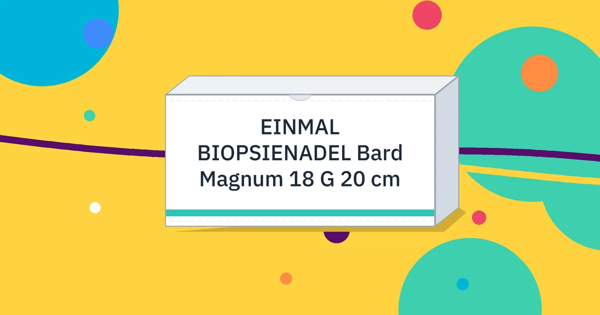 Symbolbild: Packung mit der Aufschrift EINMAL BIOPSIENADEL Bard Magnum 18 G 20 cm (PZN 16617760) – Verfügbarkeit und Bezug in Apotheken in Frankfurt am Main