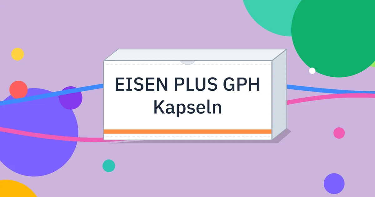 Symbolbild: Packung mit der Aufschrift EISEN PLUS GPH Kapseln (PZN 16935626) – Verfügbarkeit und Bezug in Apotheken in Frankfurt am Main