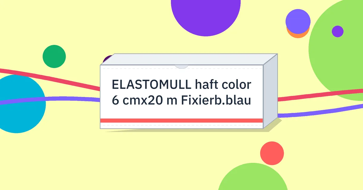 Symbolbild: Packung mit der Aufschrift ELASTOMULL haft color 6 cmx20 m Fixierb.blau (PZN 11319271) – Verfügbarkeit und Bezug in Apotheken in Frankfurt am Main