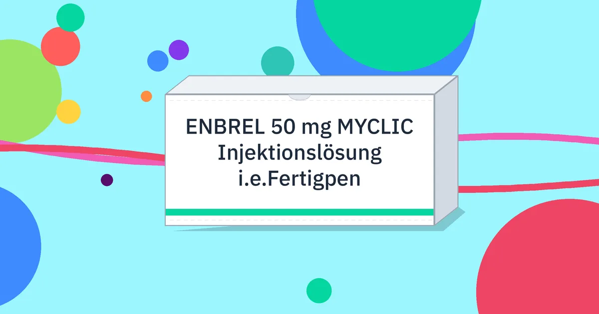 Symbolbild: Packung mit der Aufschrift ENBREL 50 mg MYCLIC Injektionslösung i.e.Fertigpen (PZN 09334518) – Verfügbarkeit und Bezug in Apotheken in Frankfurt am Main