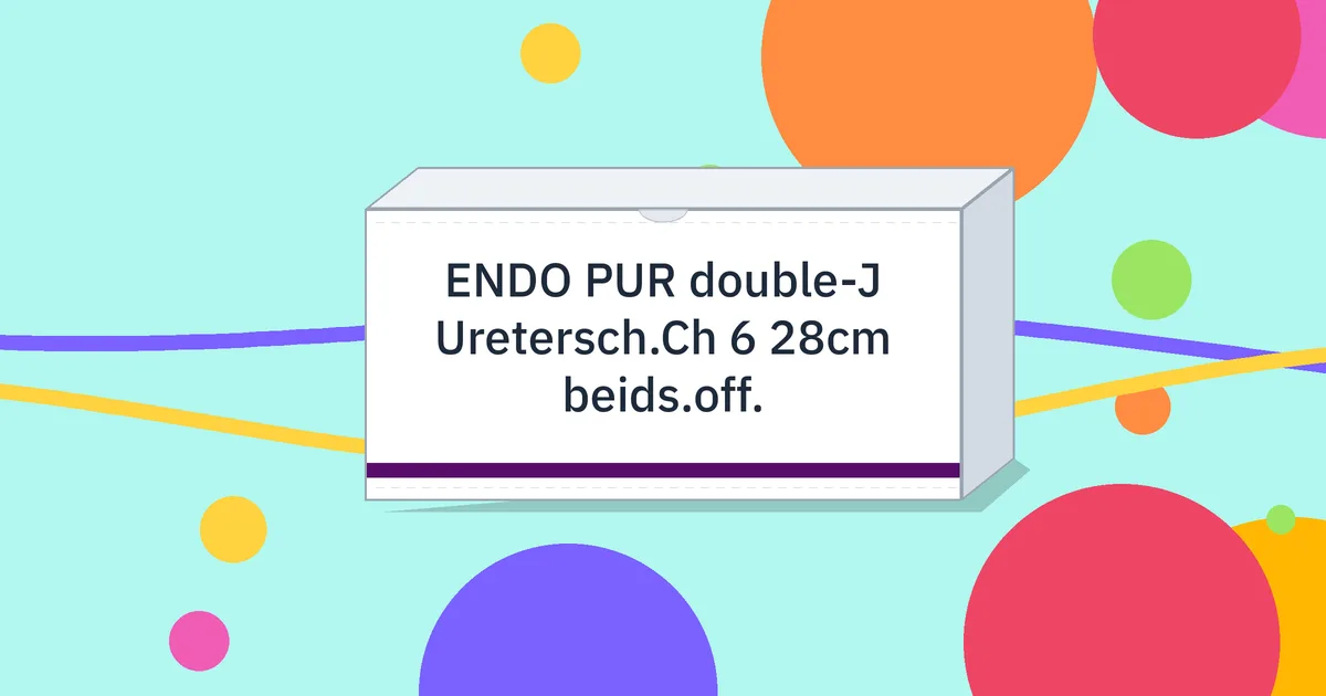 Symbolbild: Packung mit der Aufschrift ENDO PUR double-J Uretersch.Ch 6 28cm beids.off. (PZN 00437725) – Verfügbarkeit und Bezug in Apotheken in Frankfurt am Main