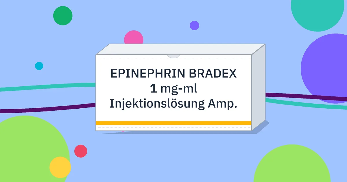Symbolbild: Packung mit der Aufschrift EPINEPHRIN BRADEX 1 mg-ml Injektionslösung Amp. (PZN 15880691) – Verfügbarkeit und Bezug in Apotheken in Frankfurt am Main