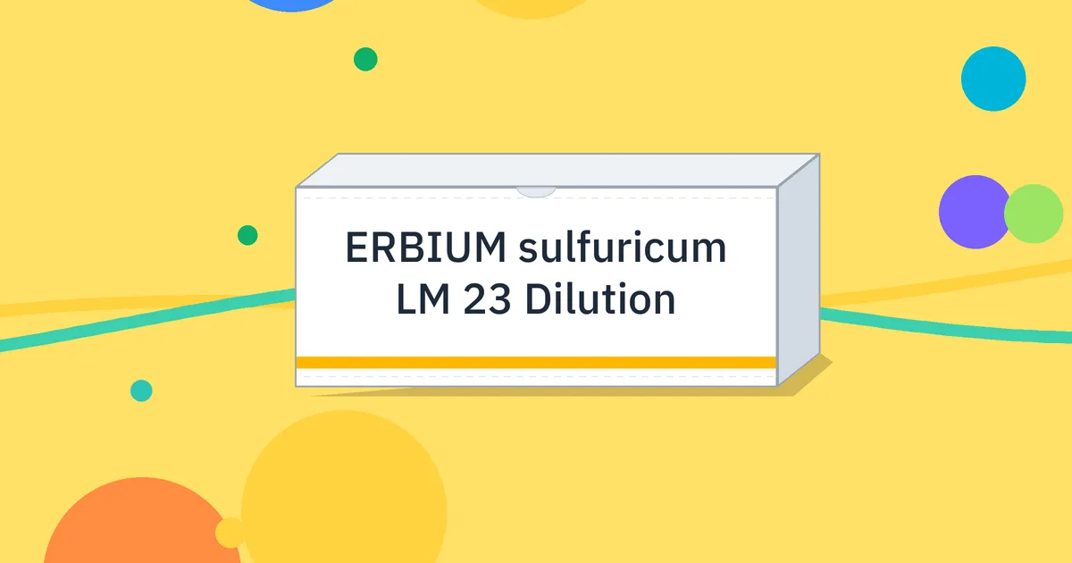 Symbolbild: Packung mit der Aufschrift ERBIUM sulfuricum LM 23 Dilution (PZN 13474018) – Verfügbarkeit und Bezug in Apotheken in Frankfurt am Main