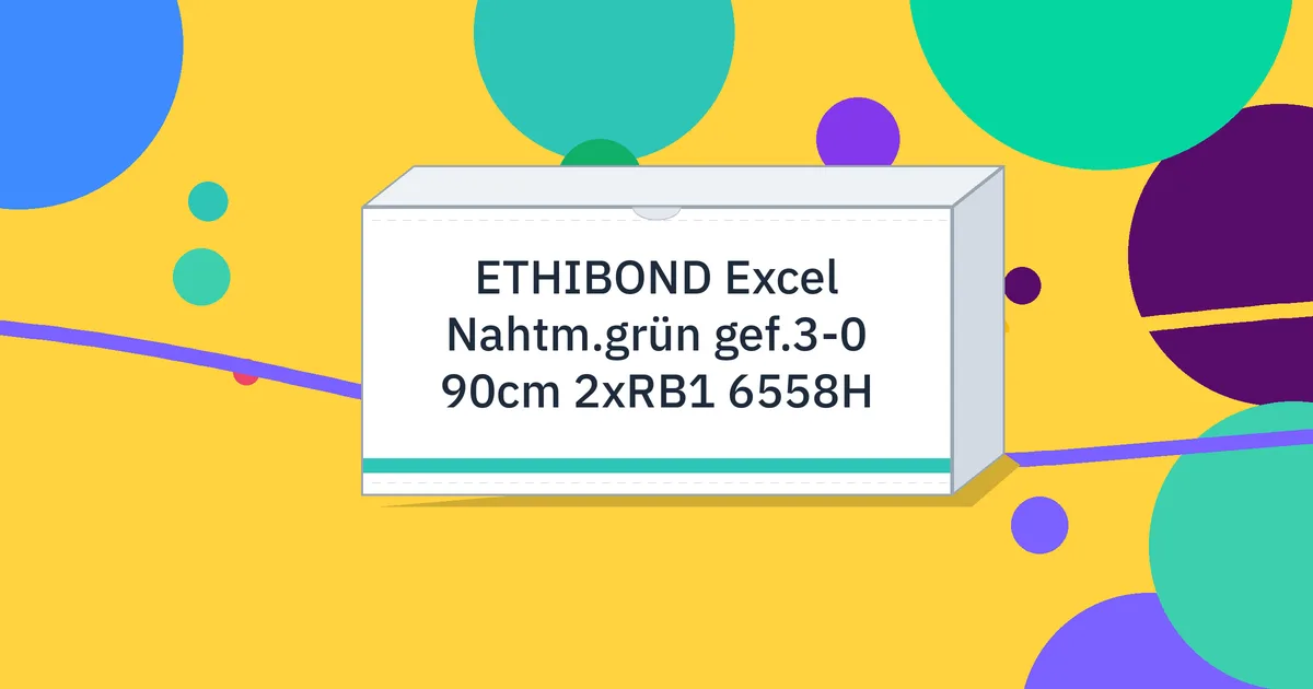 Symbolbild: Packung mit der Aufschrift ETHIBOND Excel Nahtm.grün gef.3-0 90cm 2xRB1 6558H (PZN 16812763) – Verfügbarkeit und Bezug in Apotheken in Frankfurt am Main